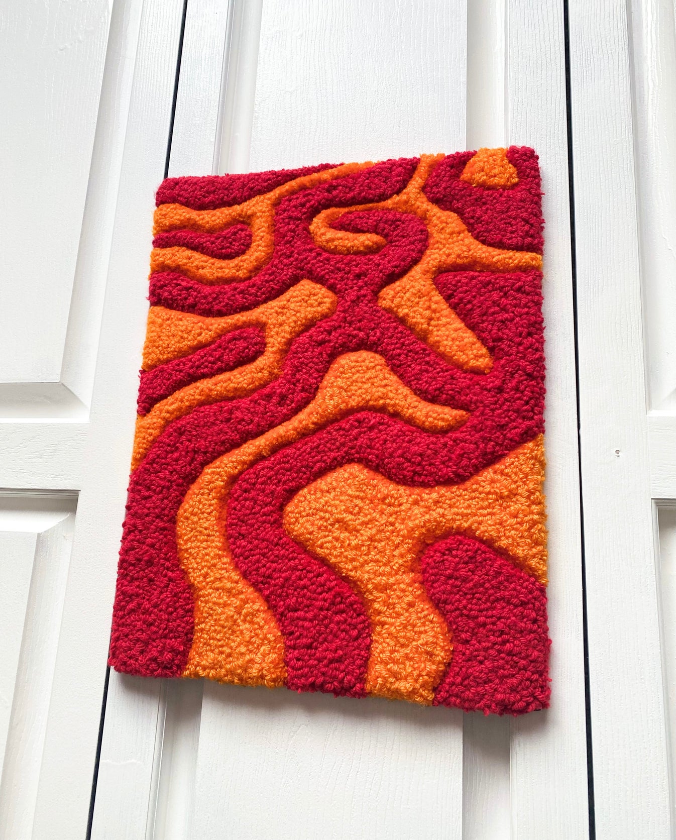 Abstract Red & Orange Punch Needle Wall Hanging – Creations by Kaleigh LLC