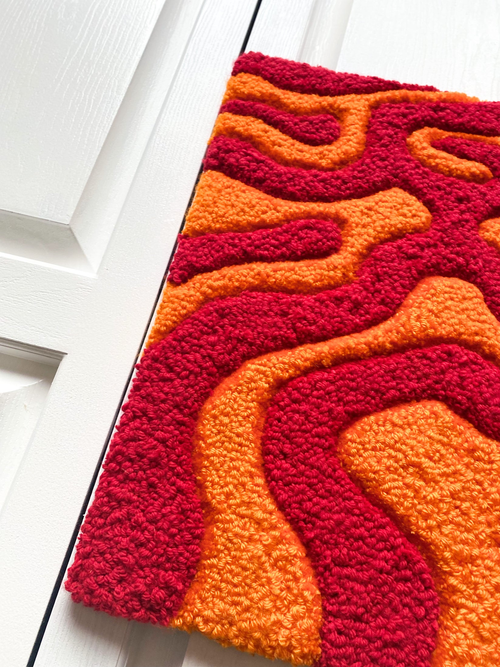 Abstract Red & Orange Punch Needle Wall Hanging – Creations by Kaleigh LLC